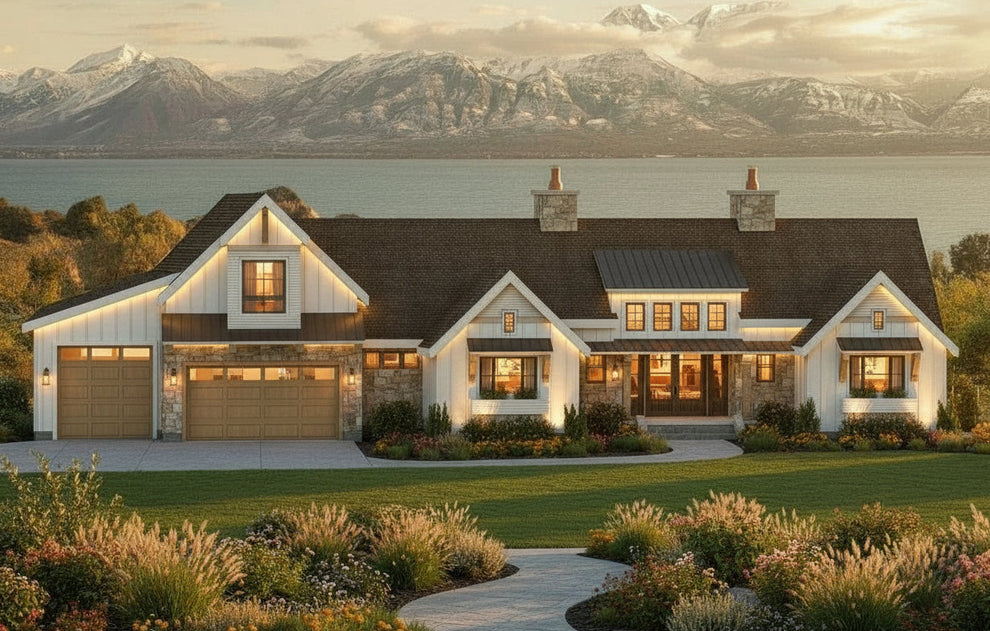 FARMHOUSE house plan, building in Utah. Beautiful vaulted dining room ...