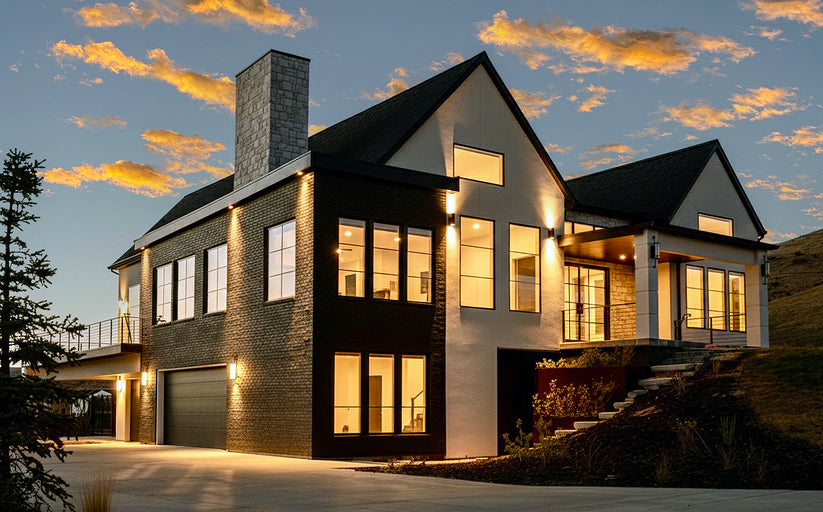 Authentic Homes Utah Builder - Modern house plan dramatic staircase