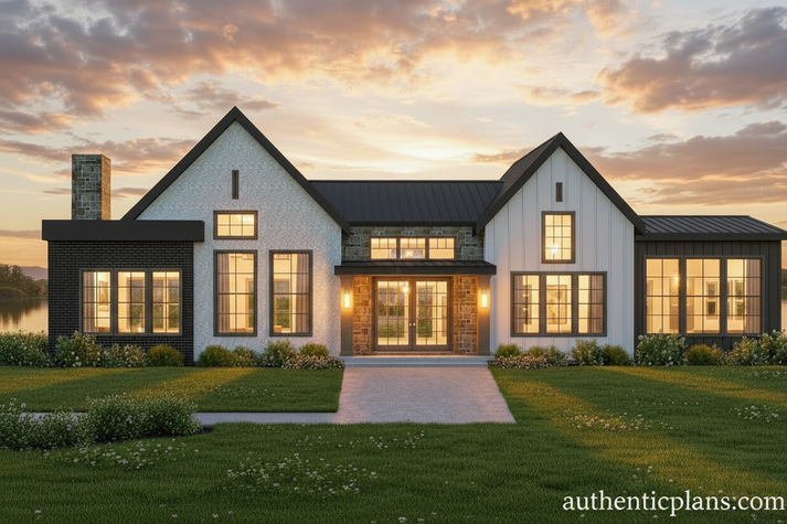 Authentic Homes Utah Builder - Modern house plan dramatic staircase